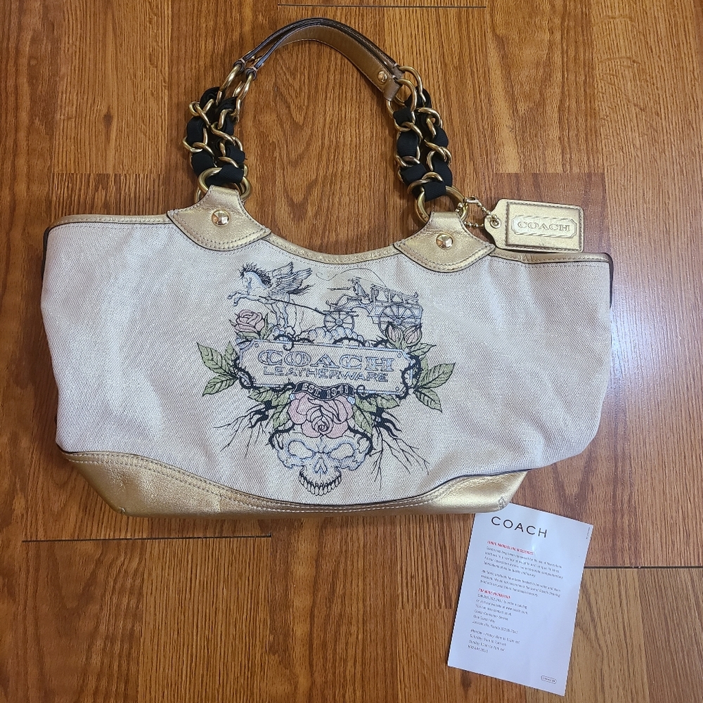 Coach Limited Edition Tattoo Skull Pegasus Canvas Tot… - Gem